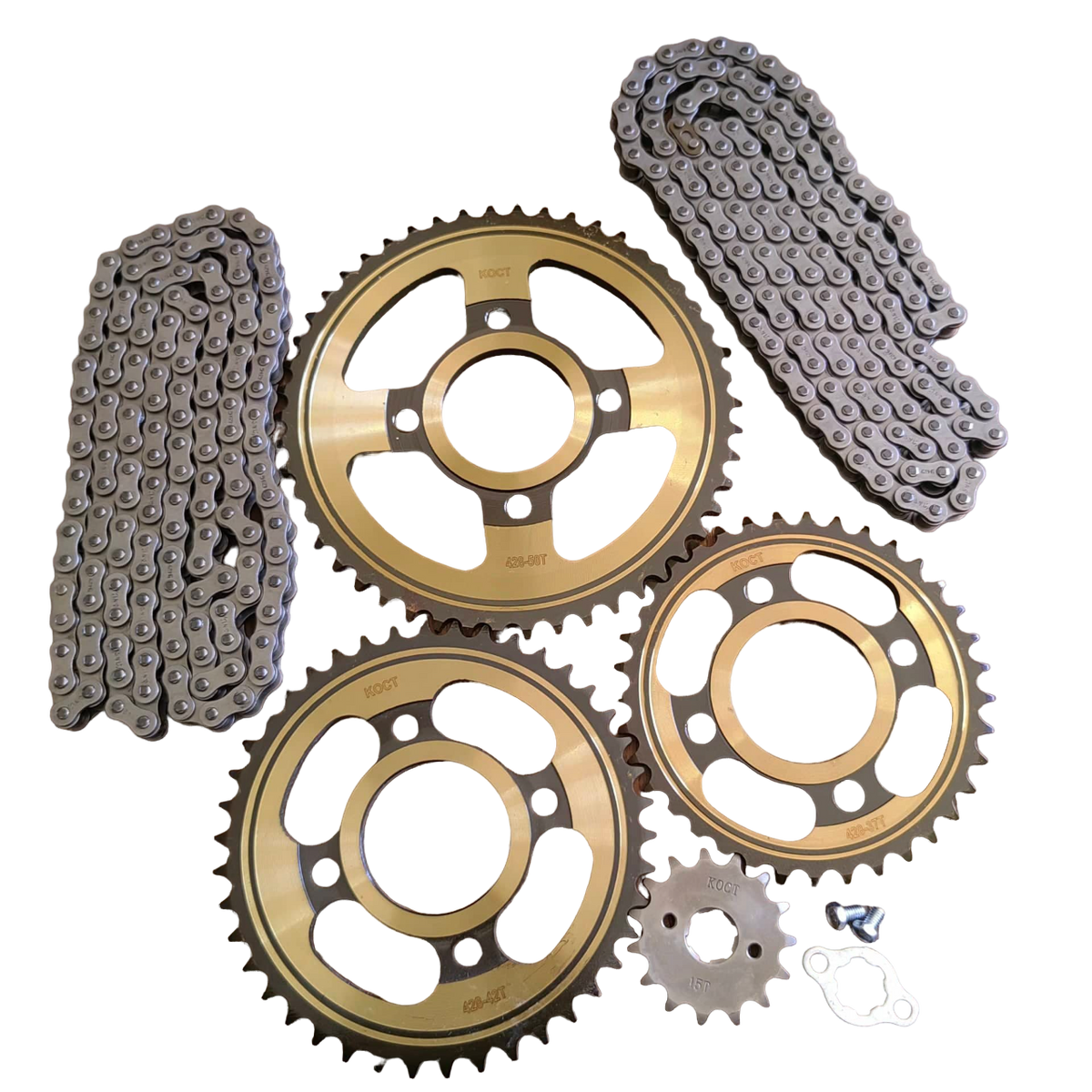 KIT DE SISTEMA DE ARRASTRE FULL (15T.37T.42T.50T. 428H-150L*2) KOCT ...